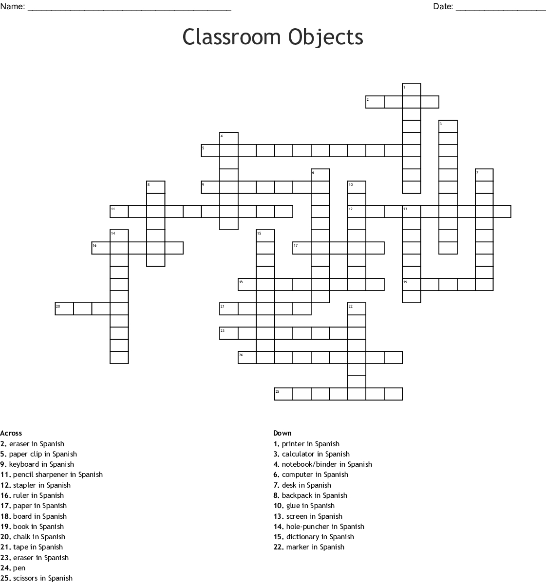 Crossword Puzzle Printable In Spanish Printable Crossword Puzzles Crossword Puzzle Printable In Spanish Printable Crossword Puzzles