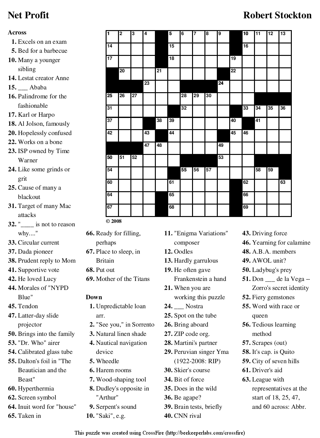 Crossword Puzzle Maker Free Printable No Download Printable Crossword