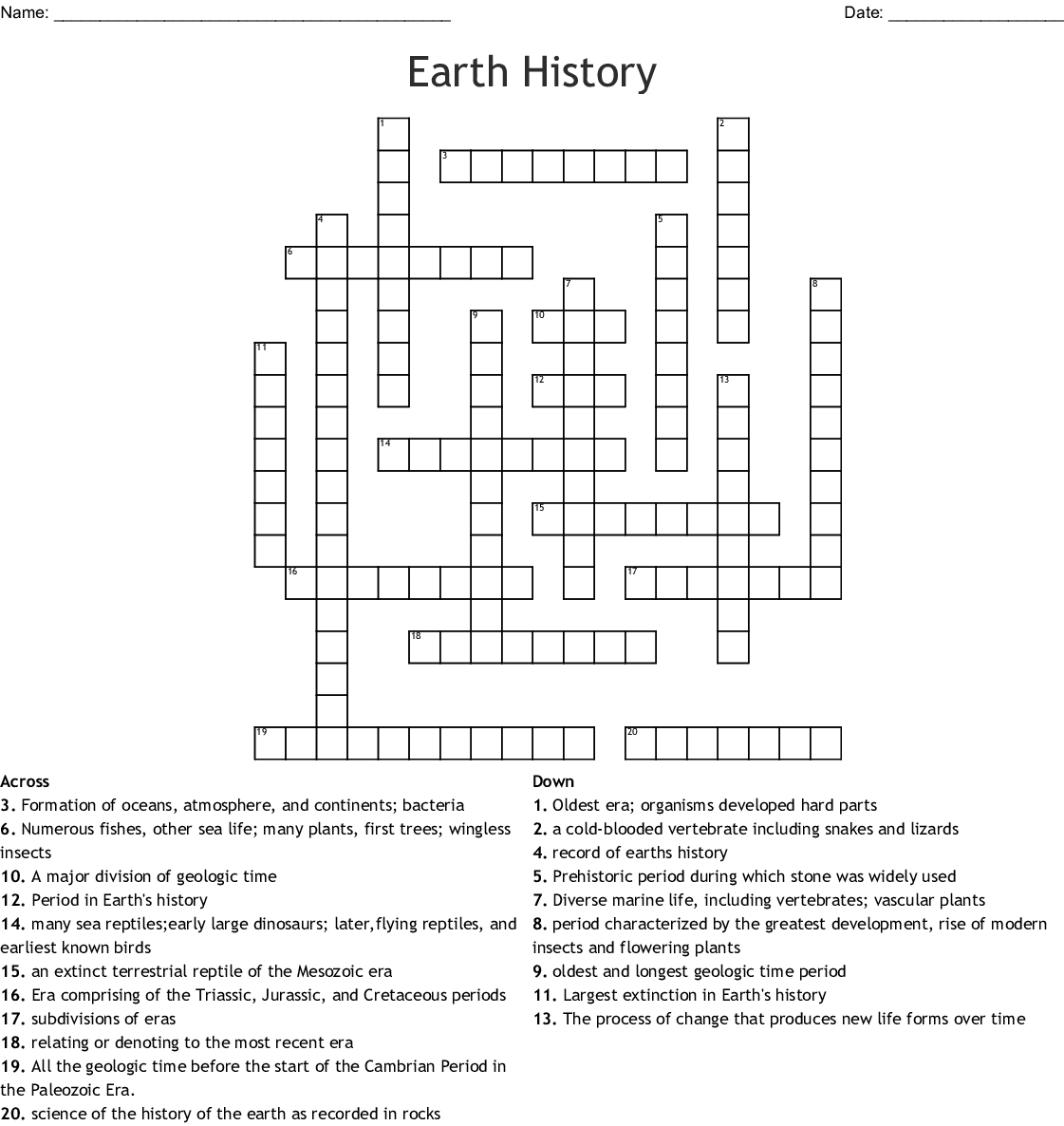 Printable History Crossword Puzzle Printable Crossword Puzzles