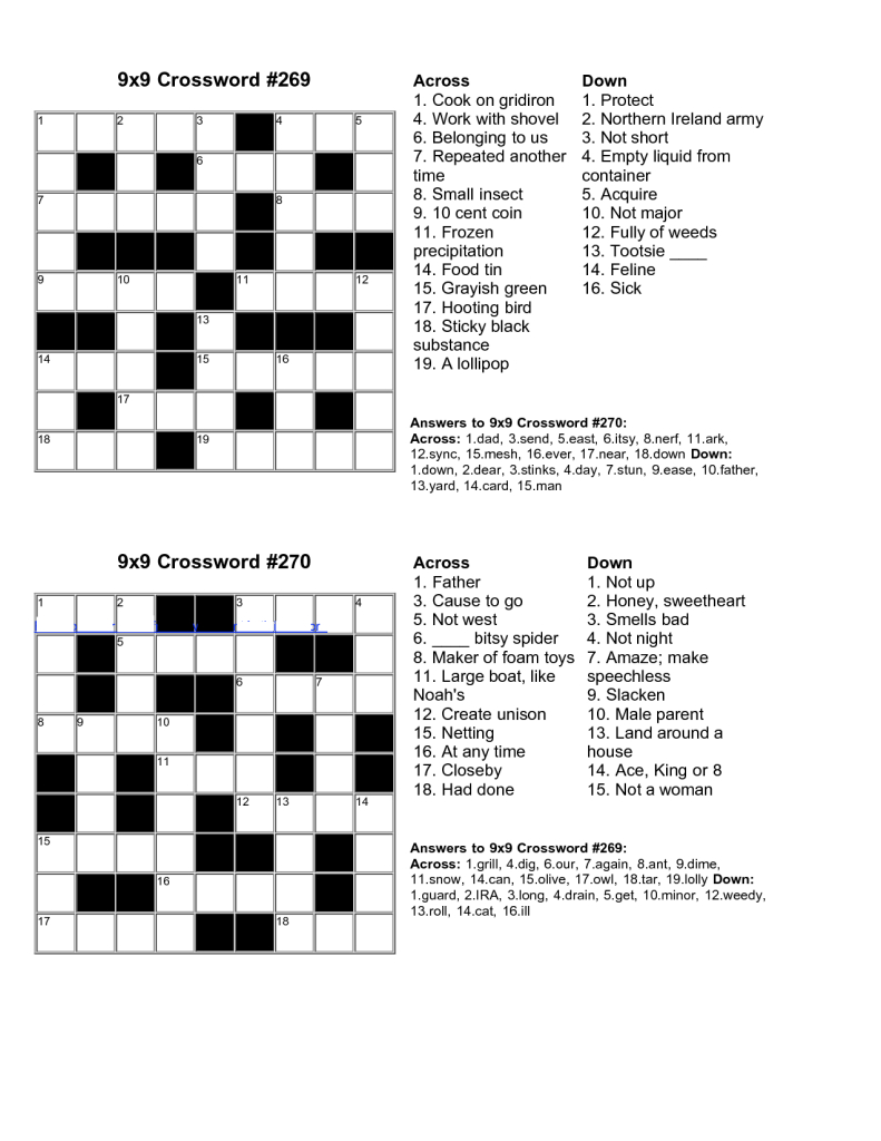 Grade 2 Crossword Puzzles Printable Printable Crossword Puzzles