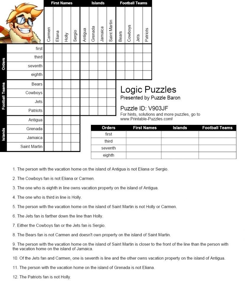 Logic Puzzles For 8th Graders