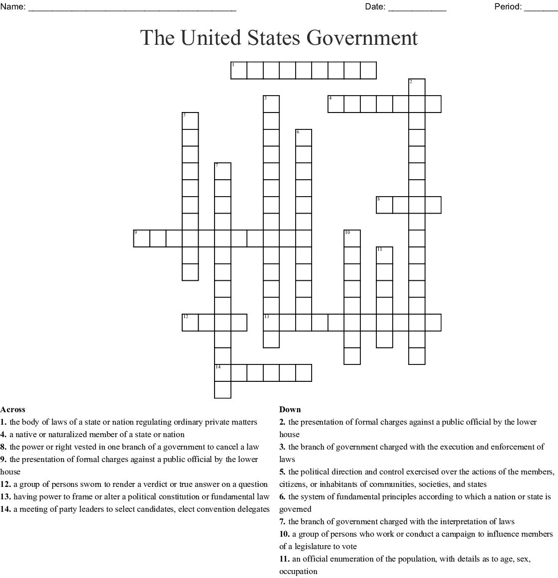 Usa Crossword Printable